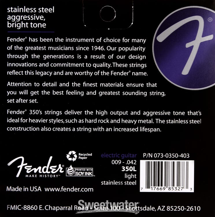 Fender Elcetric Guitar Strings2 350L – Simply Music FSJ